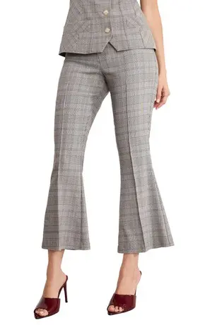 Good American Plaid Kick Flare Trousers