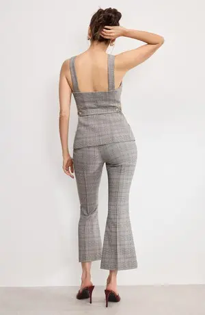 Good American Plaid Kick Flare Trousers