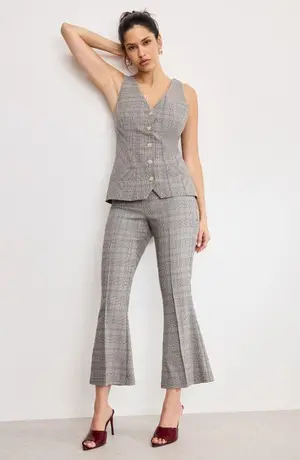 Good American Plaid Kick Flare Trousers