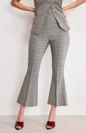 Good American Plaid Kick Flare Trousers