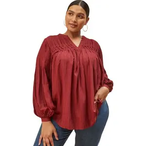 LIVE UNLIMITED Long Sleeve Pintuck Blouse