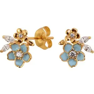 ARTE NOVA JEWELLERY Flor Azul Earrings - Silver Gold Plated
