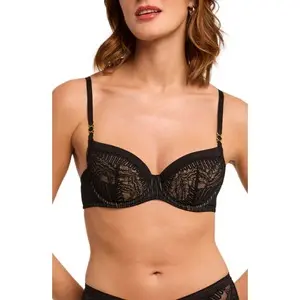 MONTELLE INTIMATES Temptation Padded Underwire Demi Bra - Black/sand