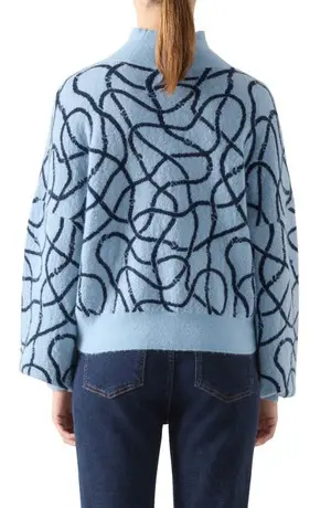 LK BENNETT Willa Jacquard Mock Neck Sweater