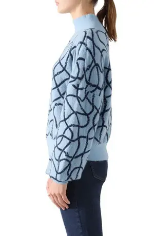 LK BENNETT Willa Jacquard Mock Neck Sweater