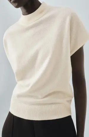 Mango Wool And Cashmere Mock Neck Sweater - Ecru