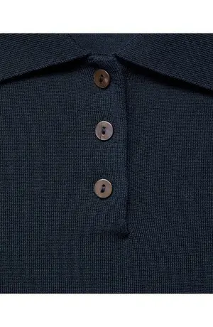 Mango Selection Wool Polo Sweater - Navy