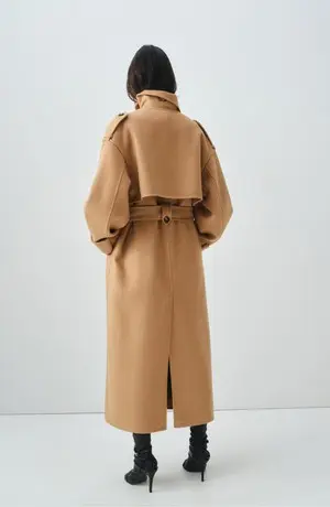 Mango Selection Double-breasted Wool-blend Trench Coat