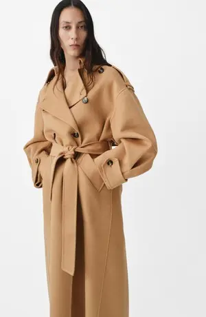 Mango Selection Double-breasted Wool-blend Trench Coat
