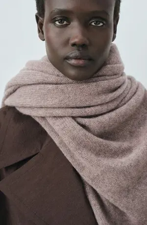 Mango Selection Cashmere Scarf - Medium Brown Heather