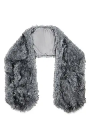 Mango Selection Faux Fur Scarf - Gray