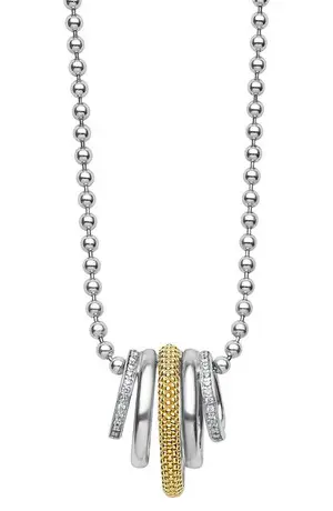 Lagos Caviar Lux Pavé Diamond Pendant Necklace