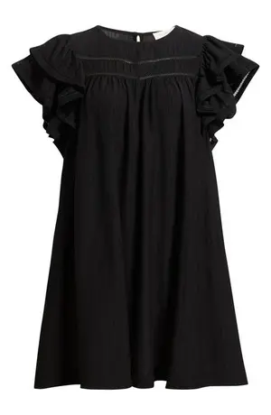 Treasure & Bond Double Ruffle Shift Dress - Black