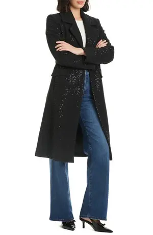 Kate Spade New York Sequin Pattern Longline Coat