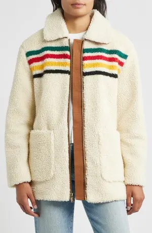 Pendleton Glacier Sunset High Pile Fleece Jacket - Glacier Ivory