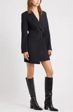 OPEN EDIT The Icon Suiting Wrap Blazer Dress - Black