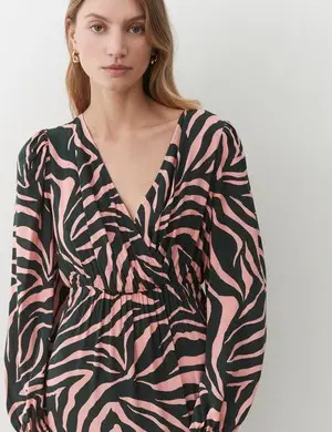 FINERY LONDON Animal Print Midi Dress - Pink Leopard