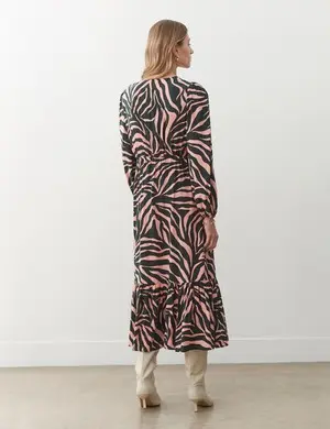 FINERY LONDON Animal Print Midi Dress - Pink Leopard