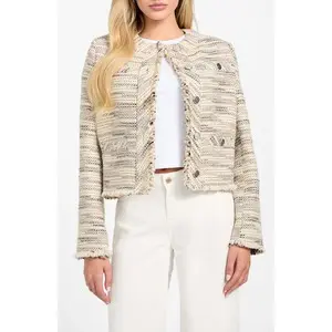 Guess Sutton Fringe Tweed Jacket - Beige
