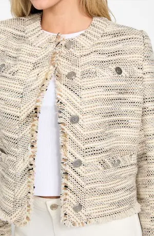 Guess Sutton Fringe Tweed Jacket