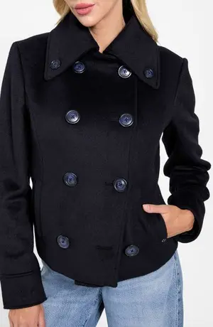 Guess Button-down Collar Peacoat - Medium Blue