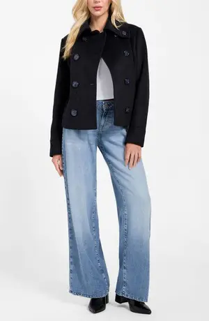 Guess Button-down Collar Peacoat - Medium Blue