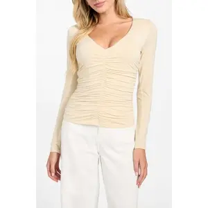 Guess Ruched Long Sleeve Jersey Top