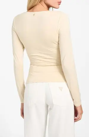 Guess Ruched Long Sleeve Jersey Top