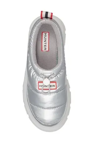 Hunter Madi Platform Puffer Slipper - Silver/silver