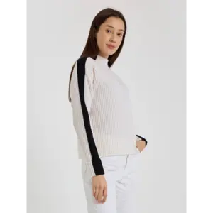 BRODIE CASHMERE Chamonix Mock Neck Cashmere Sweater - Organic White