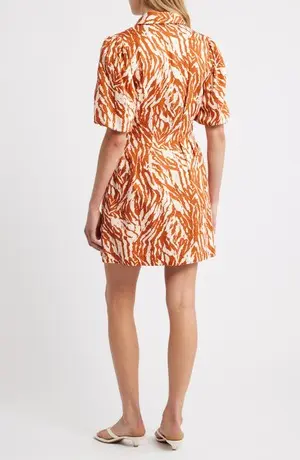 Love The Label Printed Button-up Mini Shirtdress