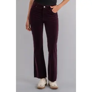 Kut From The Kloth Kelsey High-waist Kick Flare Corduroy Pants - Eggplant