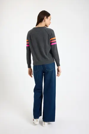 BRODIE CASHMERE Annie Stripe Crew Neck Cashmere Sweater