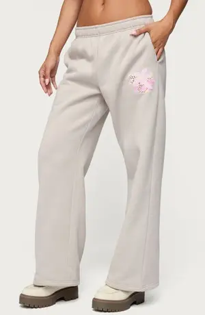 EDIKTED Wild Petal Wide Leg Sweatpants