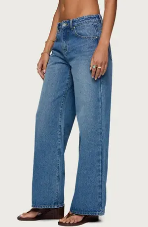 EDIKTED Wide Leg Jeans - Blue