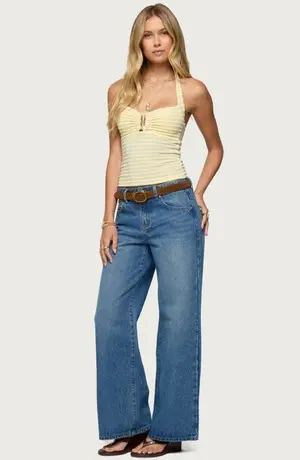 EDIKTED Wide Leg Jeans - Blue