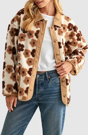 Women's Floral High Pile Fleece Jackets