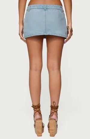 EDIKTED Camelia Denim Miniskirt - Light-blue