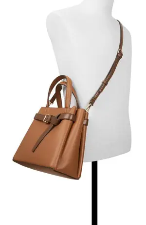 Aldo Satchel With Buckled Belt And Crossbody Strap - Tan