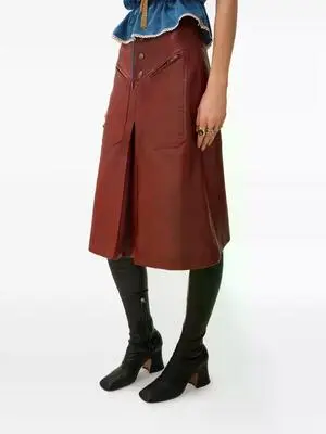 Chloé Pocketed Leather Midi Straight Skirt