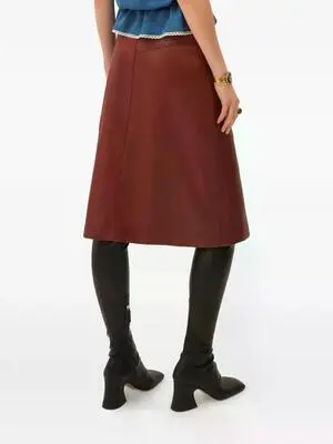 Chloé Pocketed Leather Midi Straight Skirt