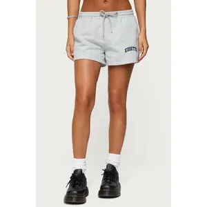 EDIKTED Graphic Cotton-blend Sweat Shorts - Gray-melange