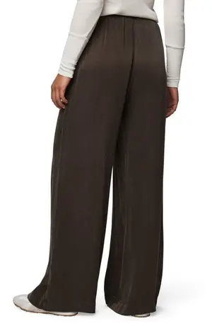 Splendid Serena Satin Pull-on Pants - Soft Chocolate Brown