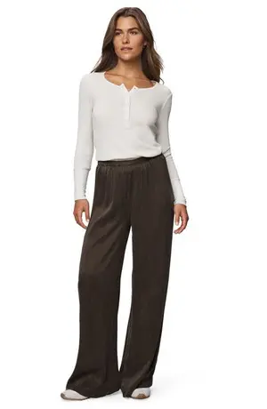 Splendid Serena Satin Pull-on Pants - Soft Chocolate Brown