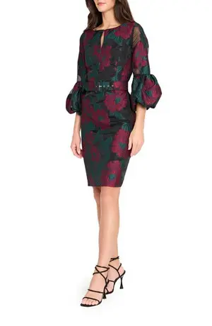 TAHARI ASL Floral Jacquard Sheath Dress