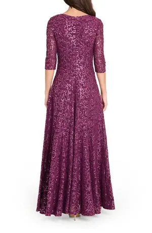 TAHARI ASL Sequin Flare Gown