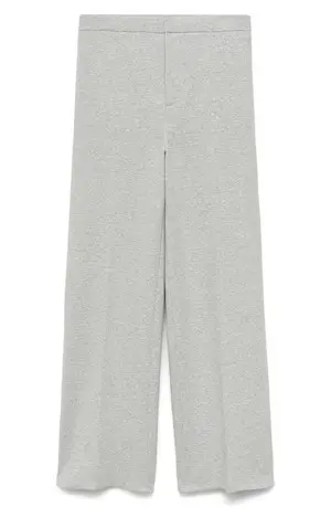 Mango Cotton Blend Straight Leg Trousers - Medium Heather Grey