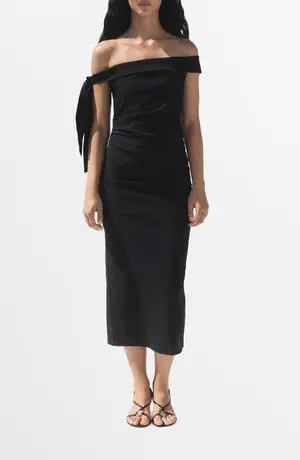 Mango Strapless Bow Detail Sheath Dress