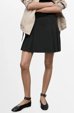 Mango Pleated Miniskirt - Black