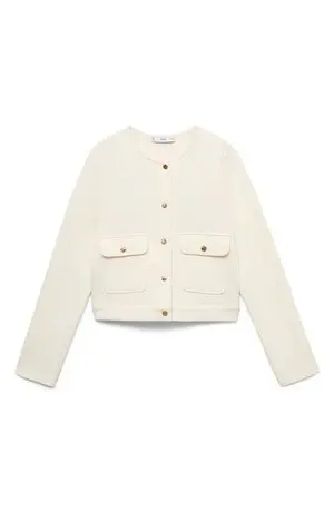 Mango Cotton-blend Cropped Utility Jacket - Ecru